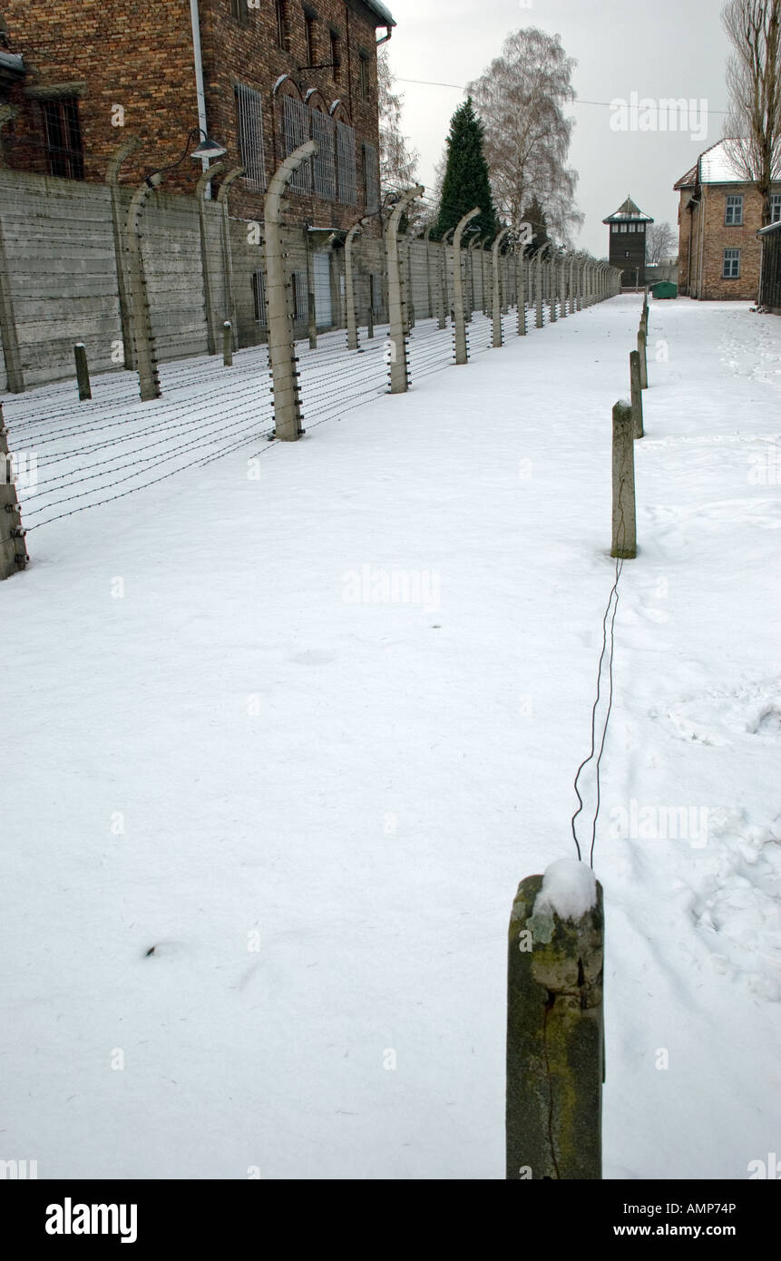The inner perimeter of the Auschwitz 1 (Stammlager) concentration camp ...