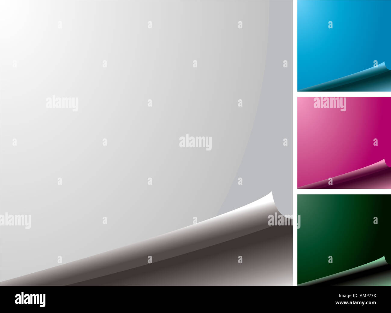 four color variations of a blank page with the edge curl Stock Photo ...