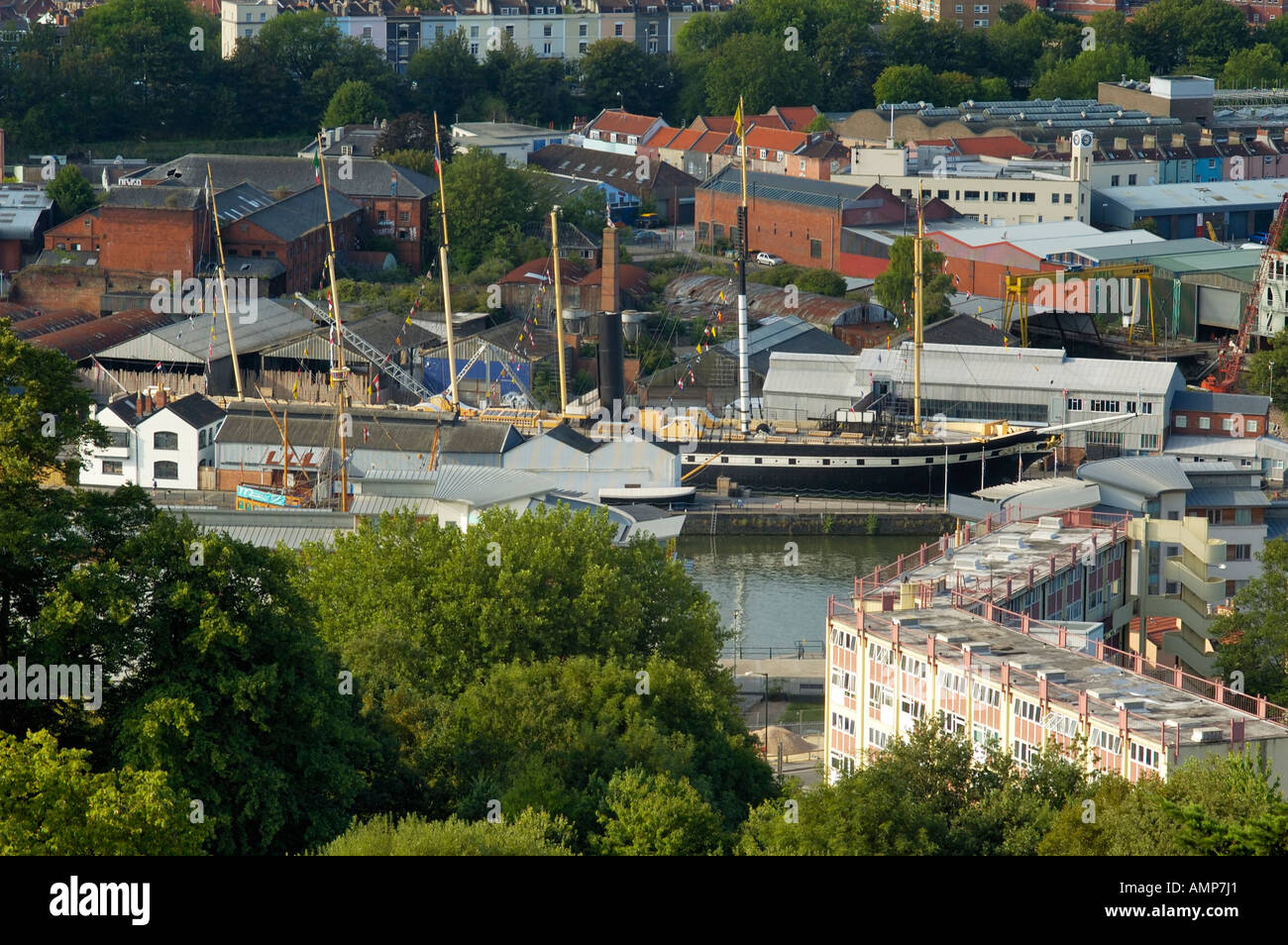 SS Great Britain in Bristol Docks from Cabot Tower Stock Photo - Alamy