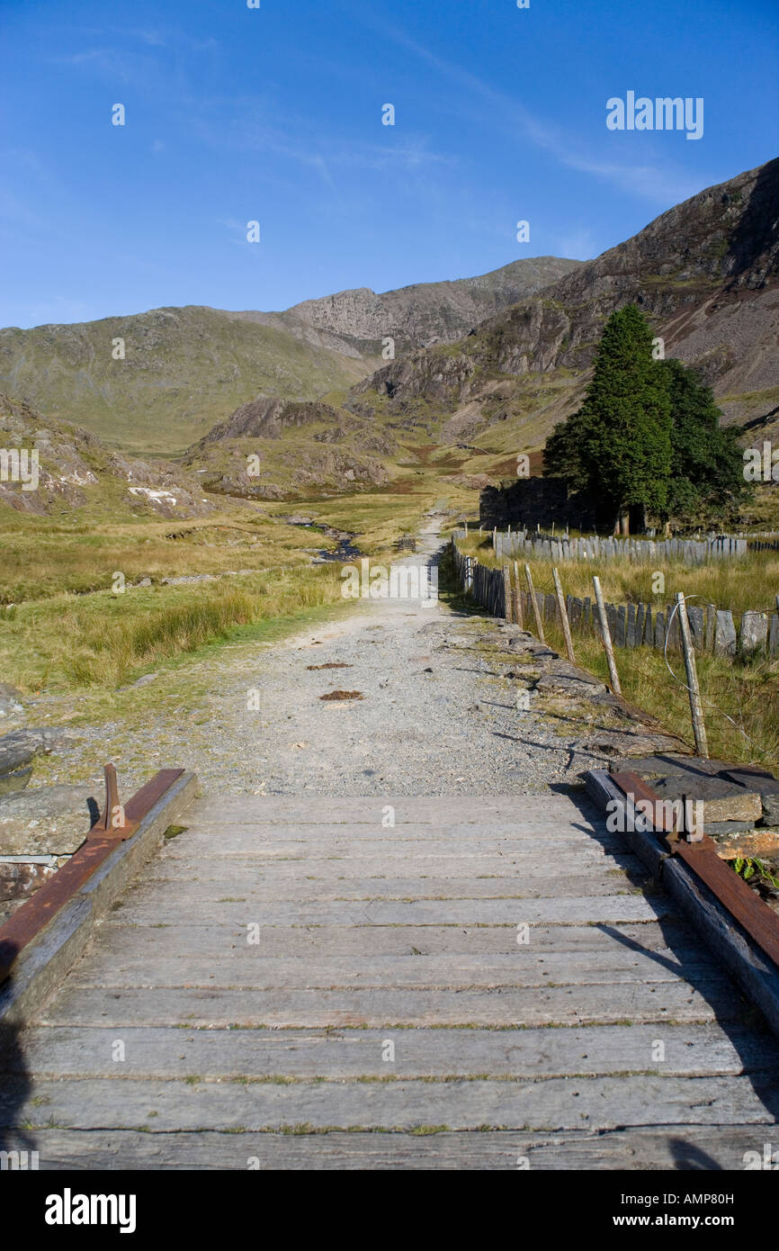 The Watkin Path from above the waterfalls up Mount Snowdon, Snowdonia ...