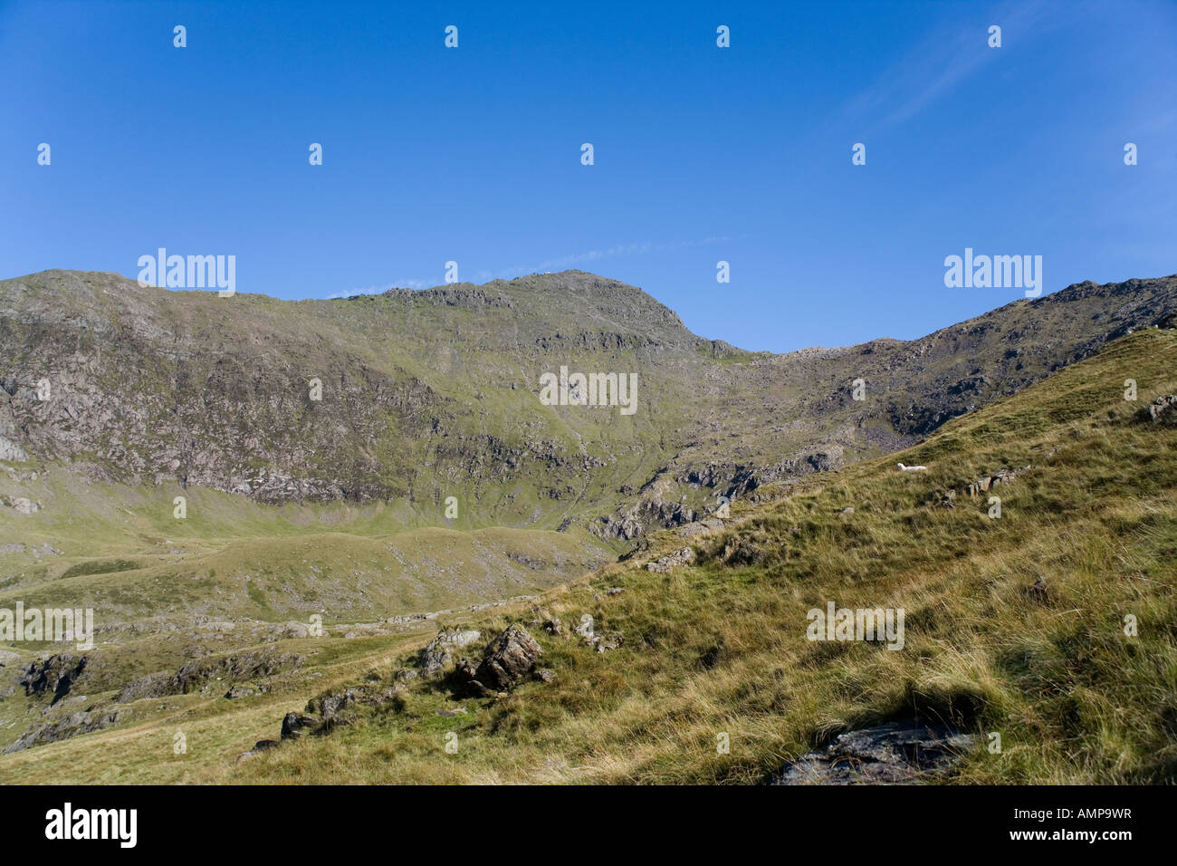 Mount Snowdon from the Watkin Path from Cwm Llan, Snowdonia National ...