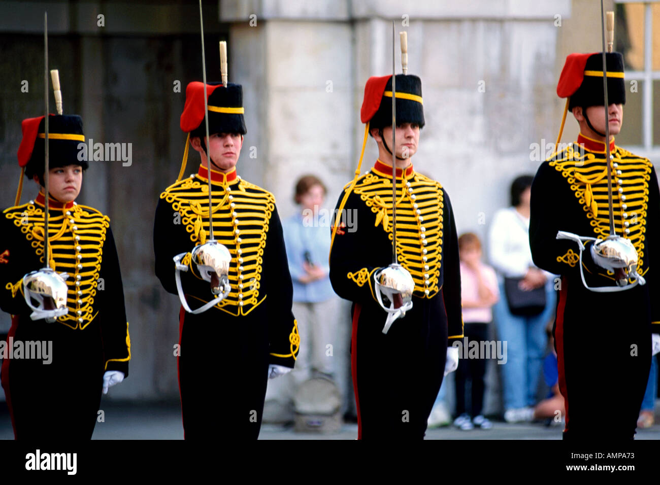 A quartet of horse guards at Horse Guards Parade in London Stock Photo ...
