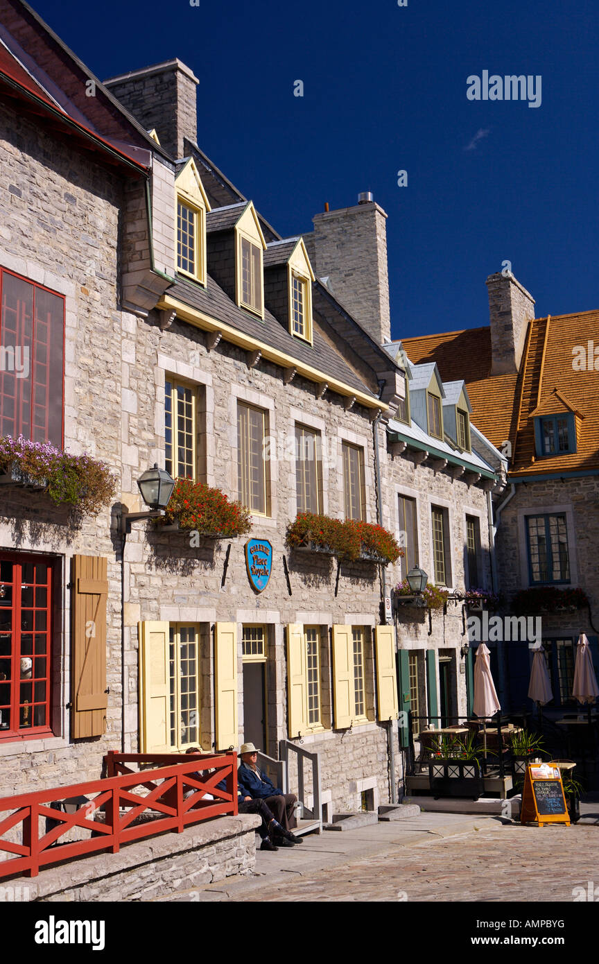 Old stone buildings in Place-Royale in Old Quebec, Quebec City, Quebec ...
