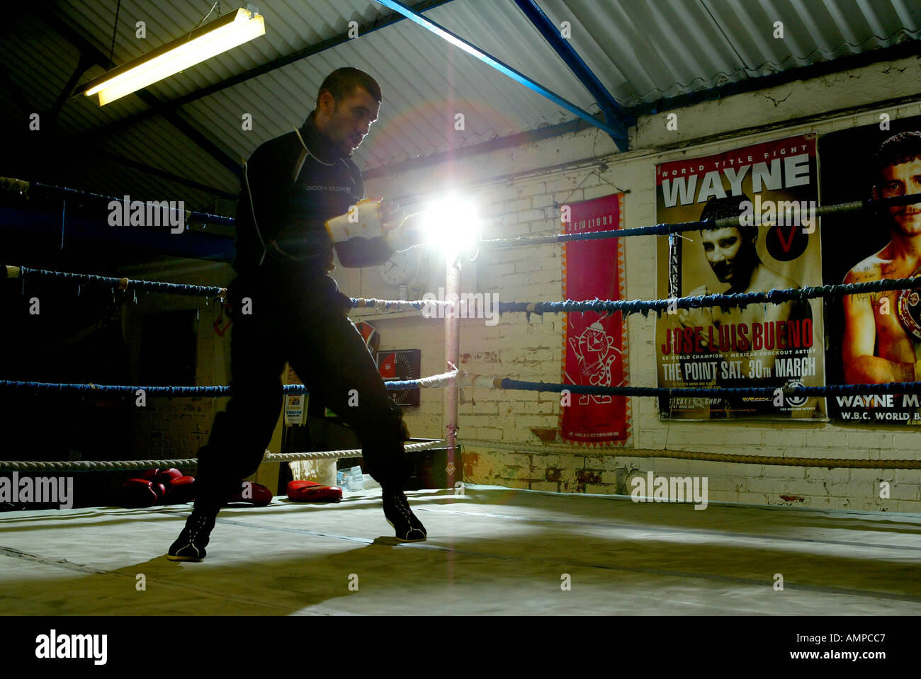 Belfast boxer Wayne McCullough in training at the Albert Foundry in North Belfast Stock Photo ...