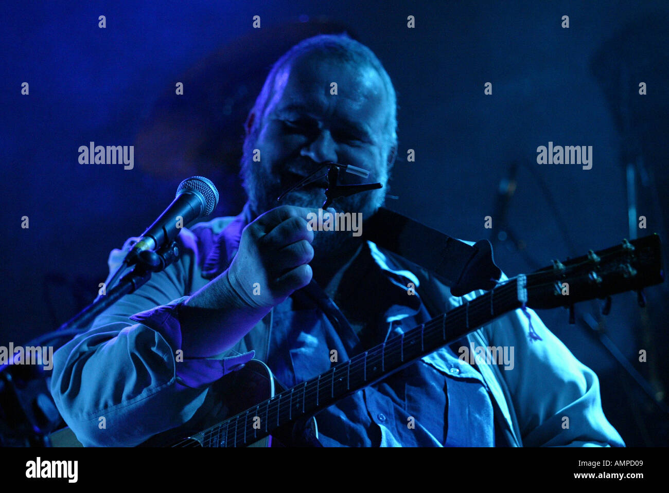 Guitarist musician and singer John Martyn in concert at Ballydugan Mill ...