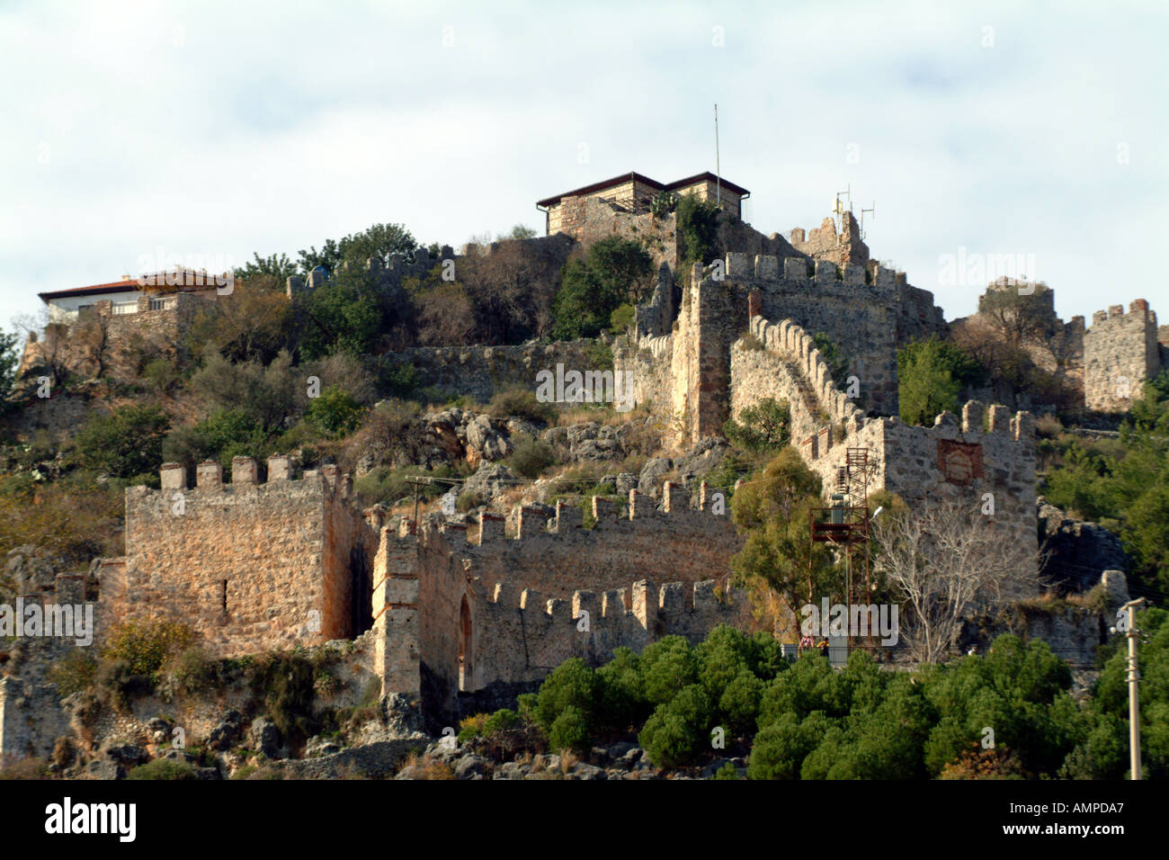 alanya castle wall defences alania antalya turkey Stock Photo - Alamy