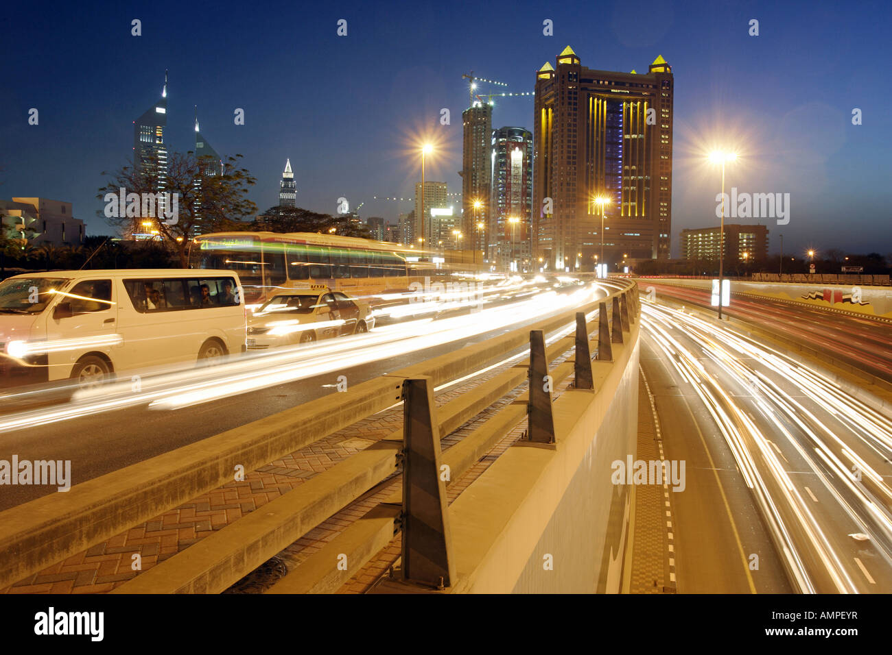 Rush hour on the Sheikh Zayed Road in the evening, Dubai, United Arab ...
