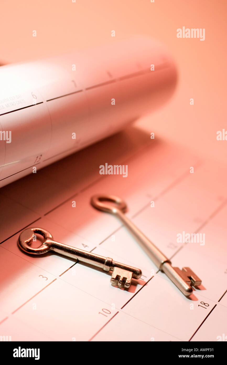 Keys on Calendar Stock Photo - Alamy