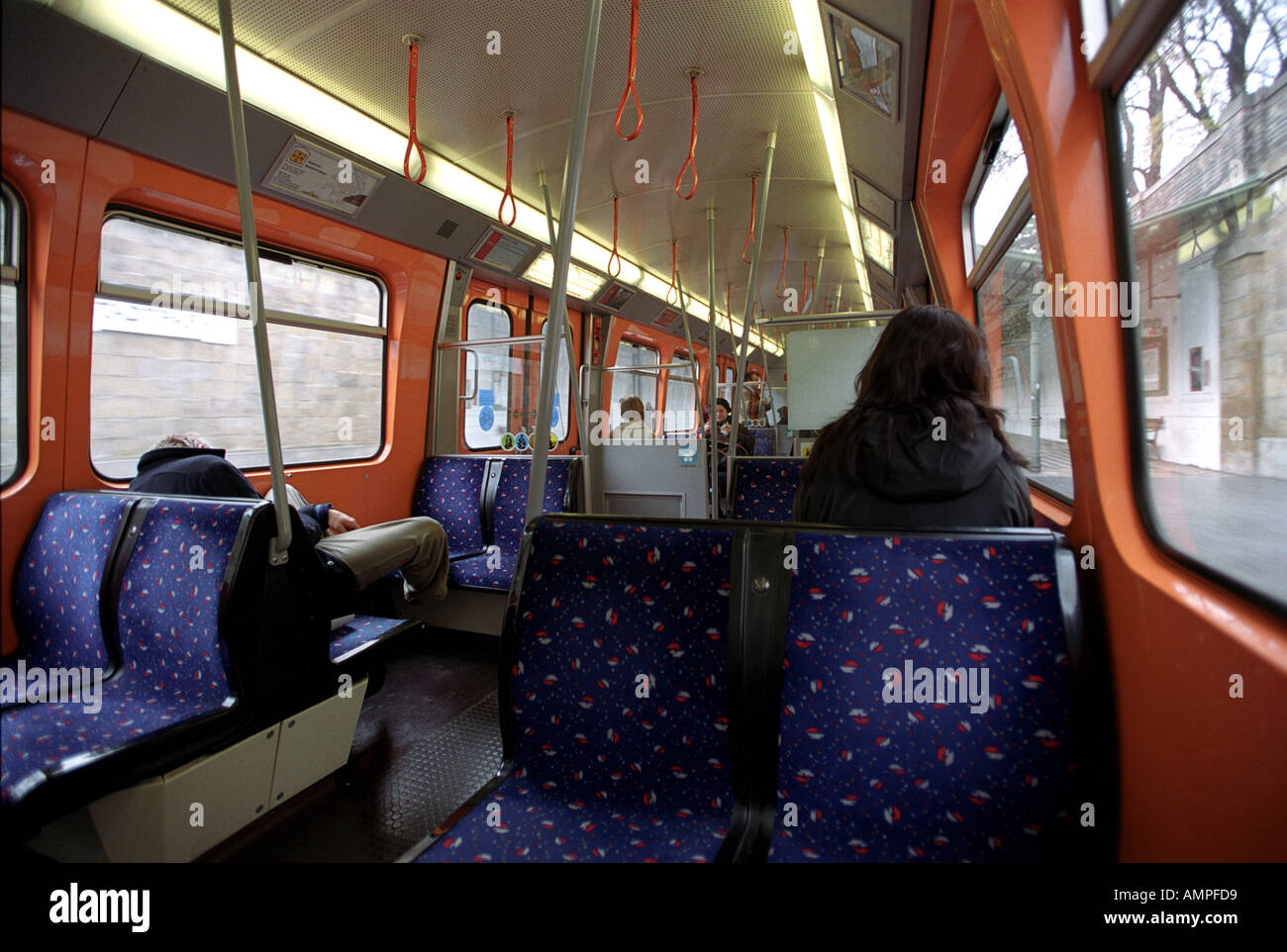 Interior of Underground or subway train in Vienna Austria Stock Photo ...