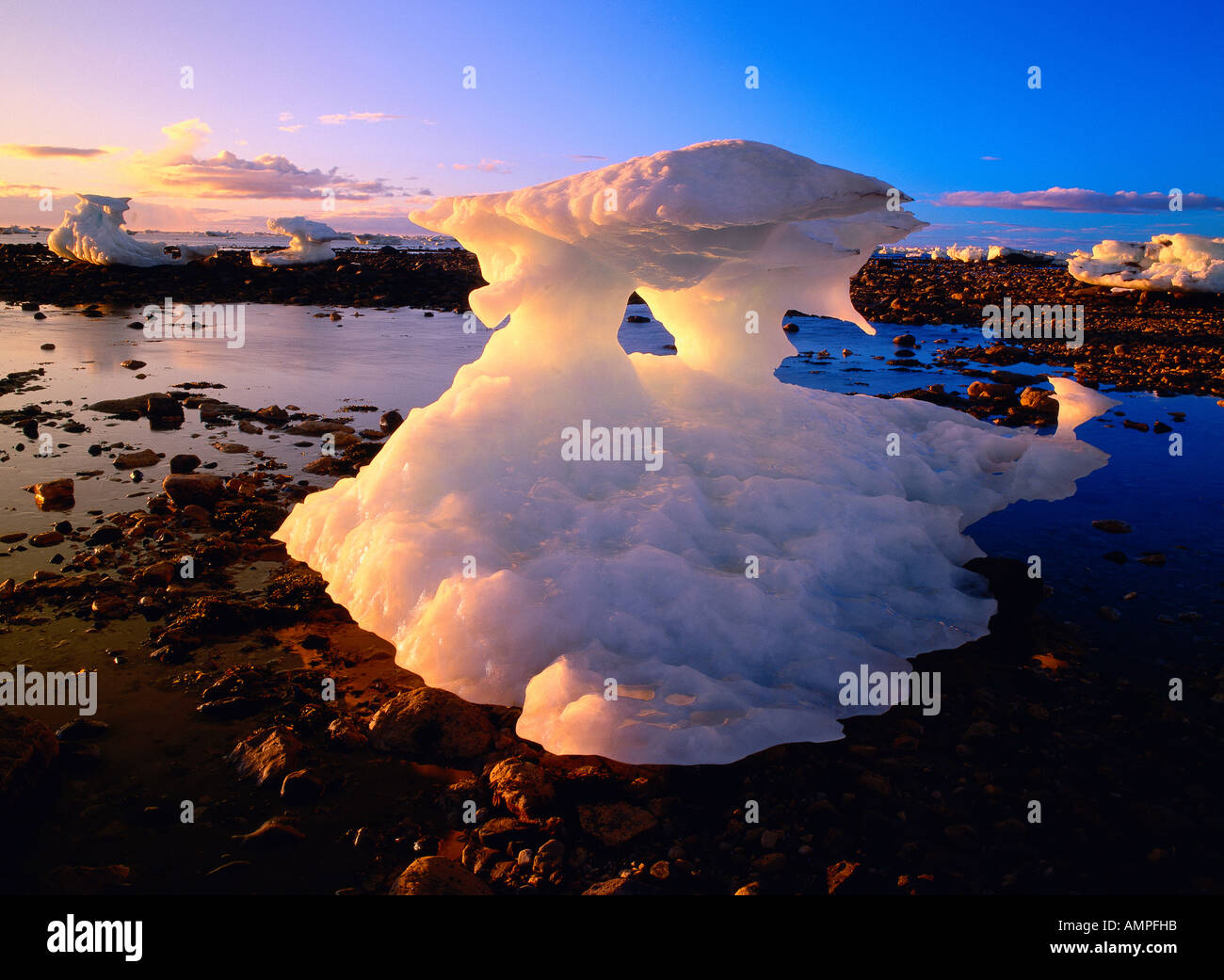 Iceberg at Sunset, Hudson Bay, Near Churchill Manitoba, Canada Stock ...