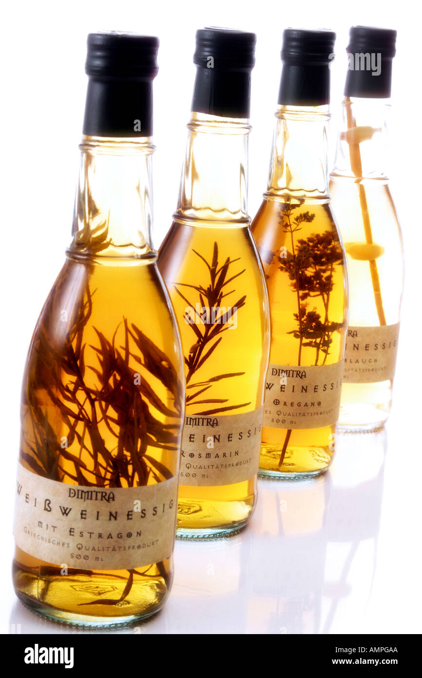 Different vinegar varieties, in bottles Stock Photo - Alamy