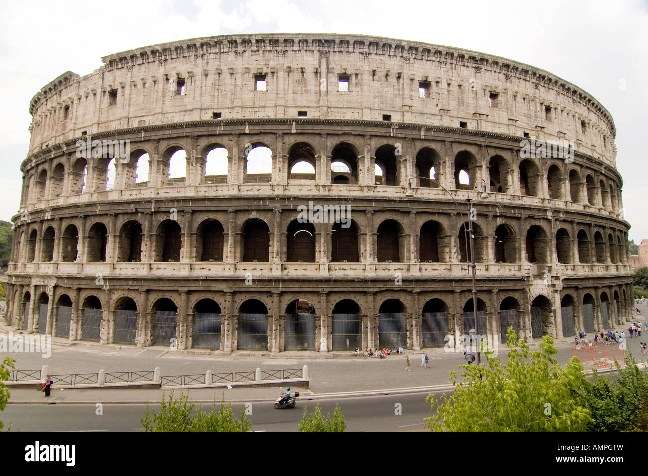Full view of the exterior of the Roman Coliseum amphitheatre Italy ...