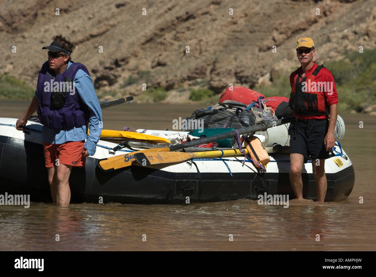 Boatmen with raft Grand Canyon National Park MR Stock Photo - Alamy