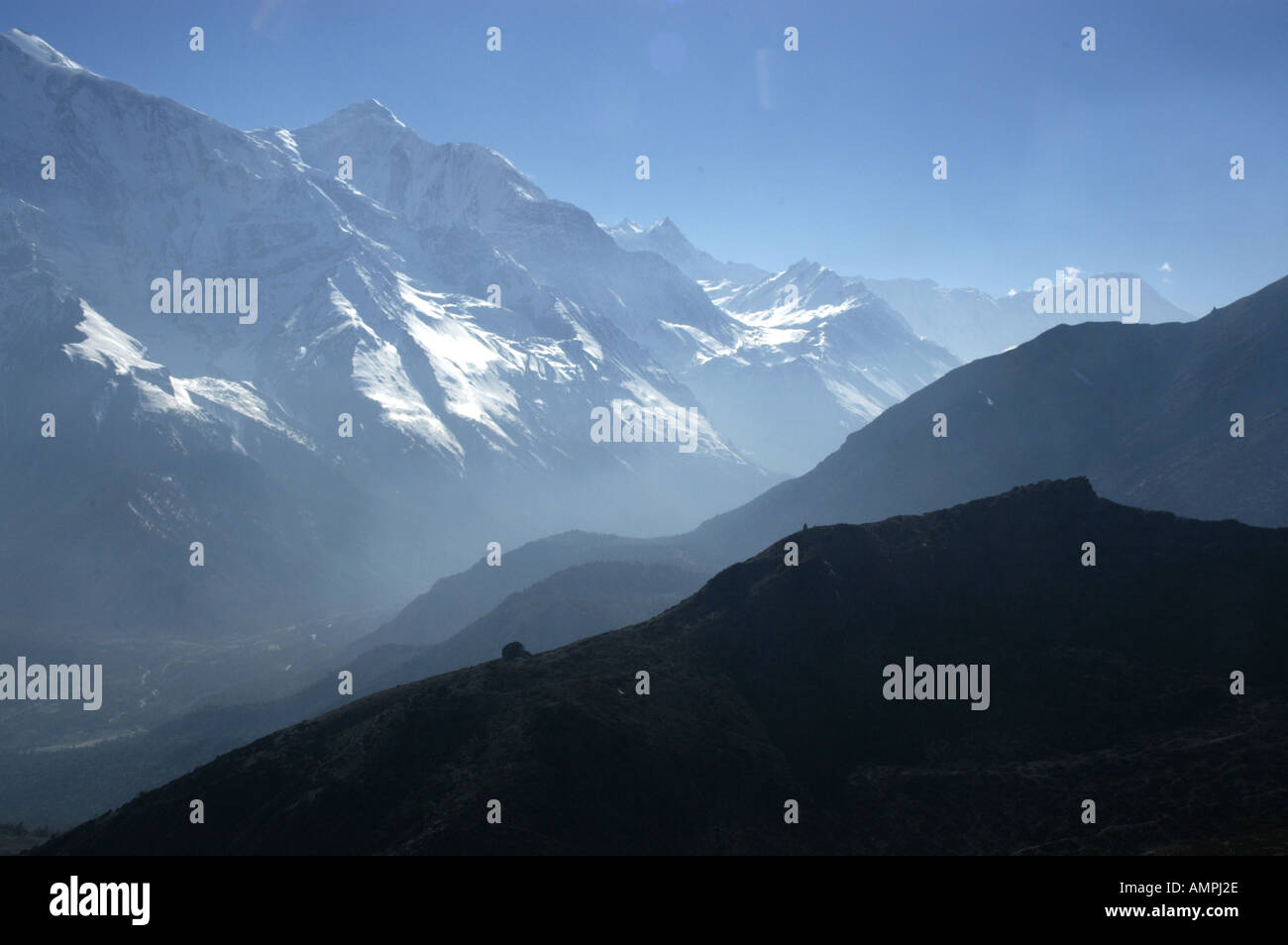 Misty valley of Manang Annapurna Region Nepal Stock Photo - Alamy
