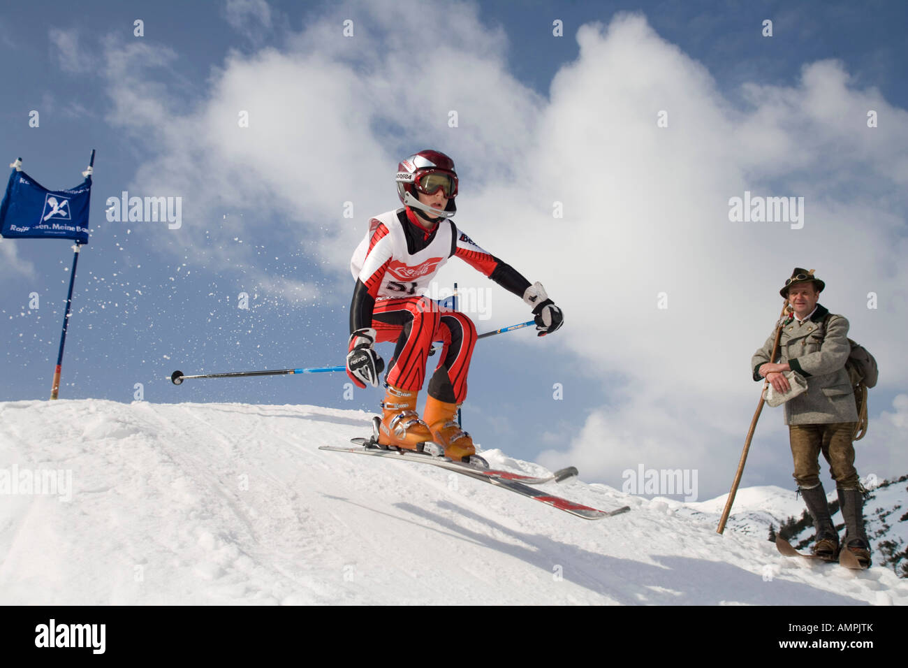 skiing - traditional and modern Stock Photo - Alamy
