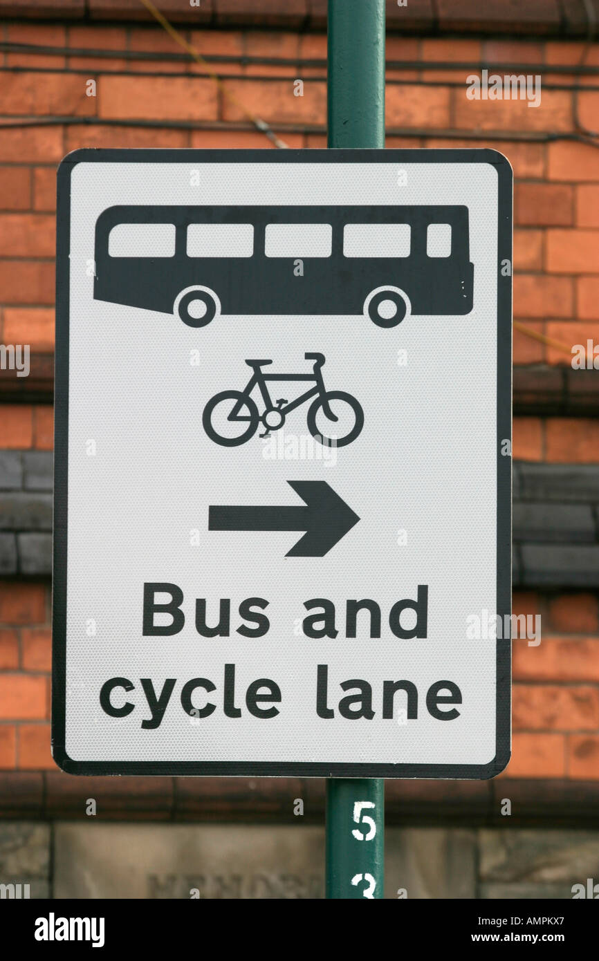 Bus and cycle lane sign outside the Methodist Church designed by Watson ...
