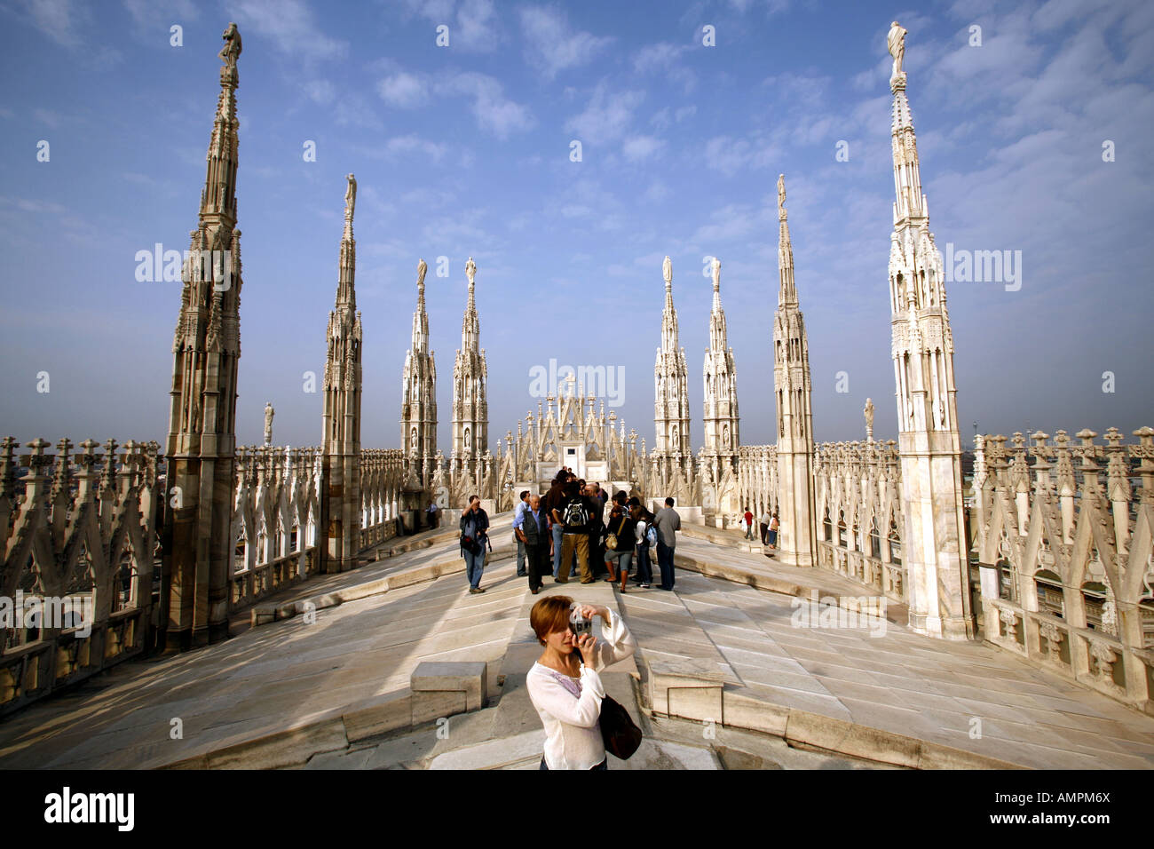 Photographing the roof of Duomo Cathedral, Milan, Lombardy, Italy Stock ...