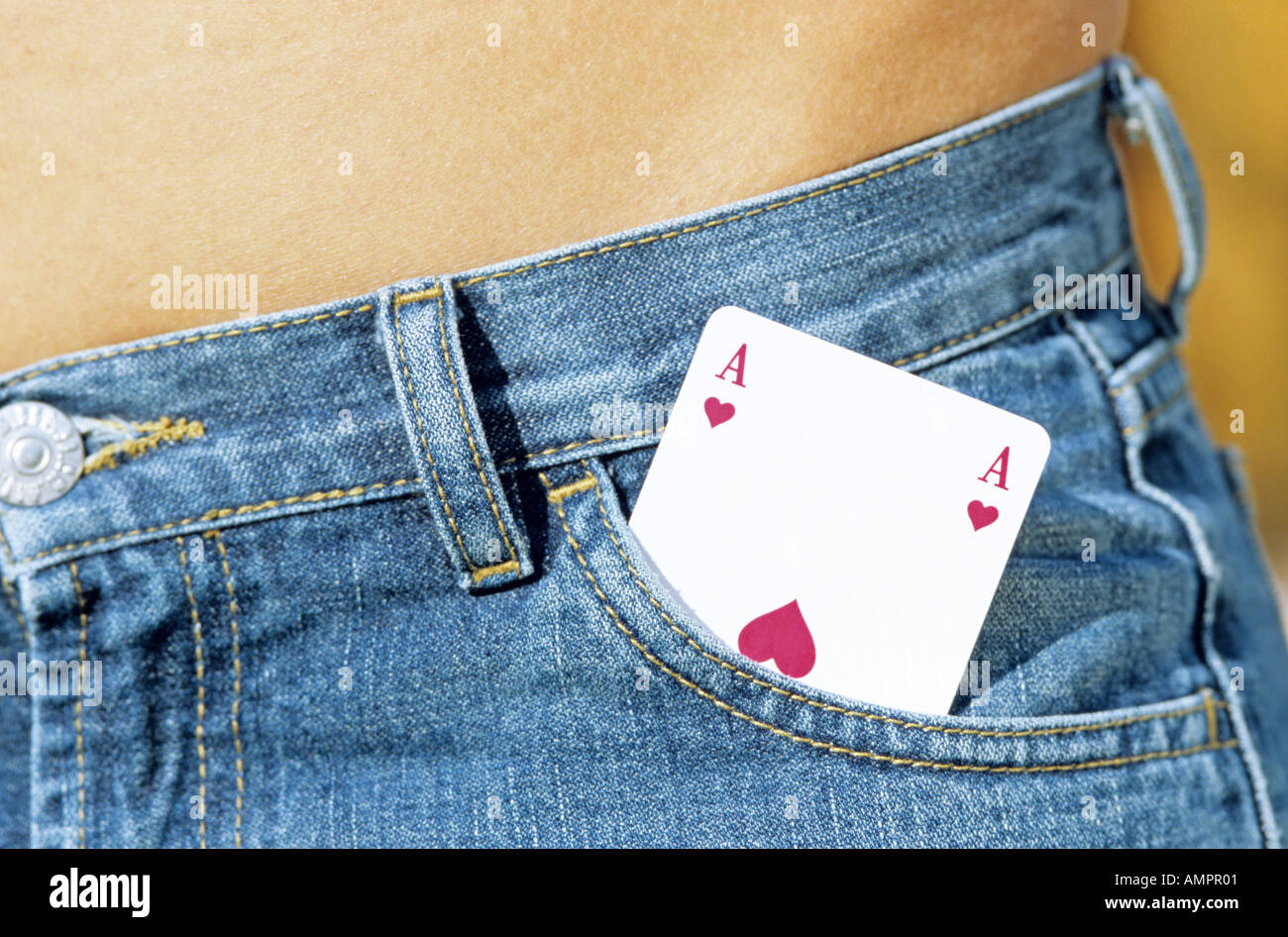 Playing card in jeans pocket, close-up Stock Photo - Alamy