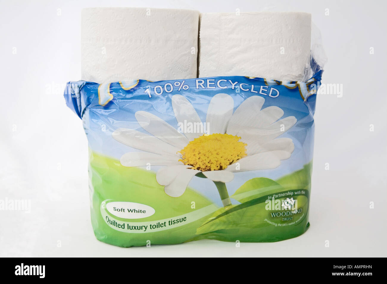 STUDIO Still Life Close up of a packet of four luxury white toilet ...