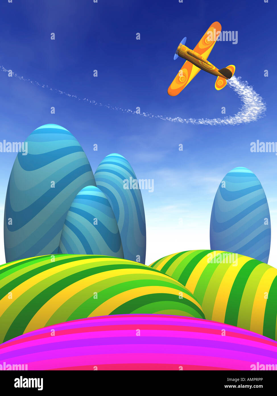 Psychedelic aircraft over colorful structure Stock Photo - Alamy