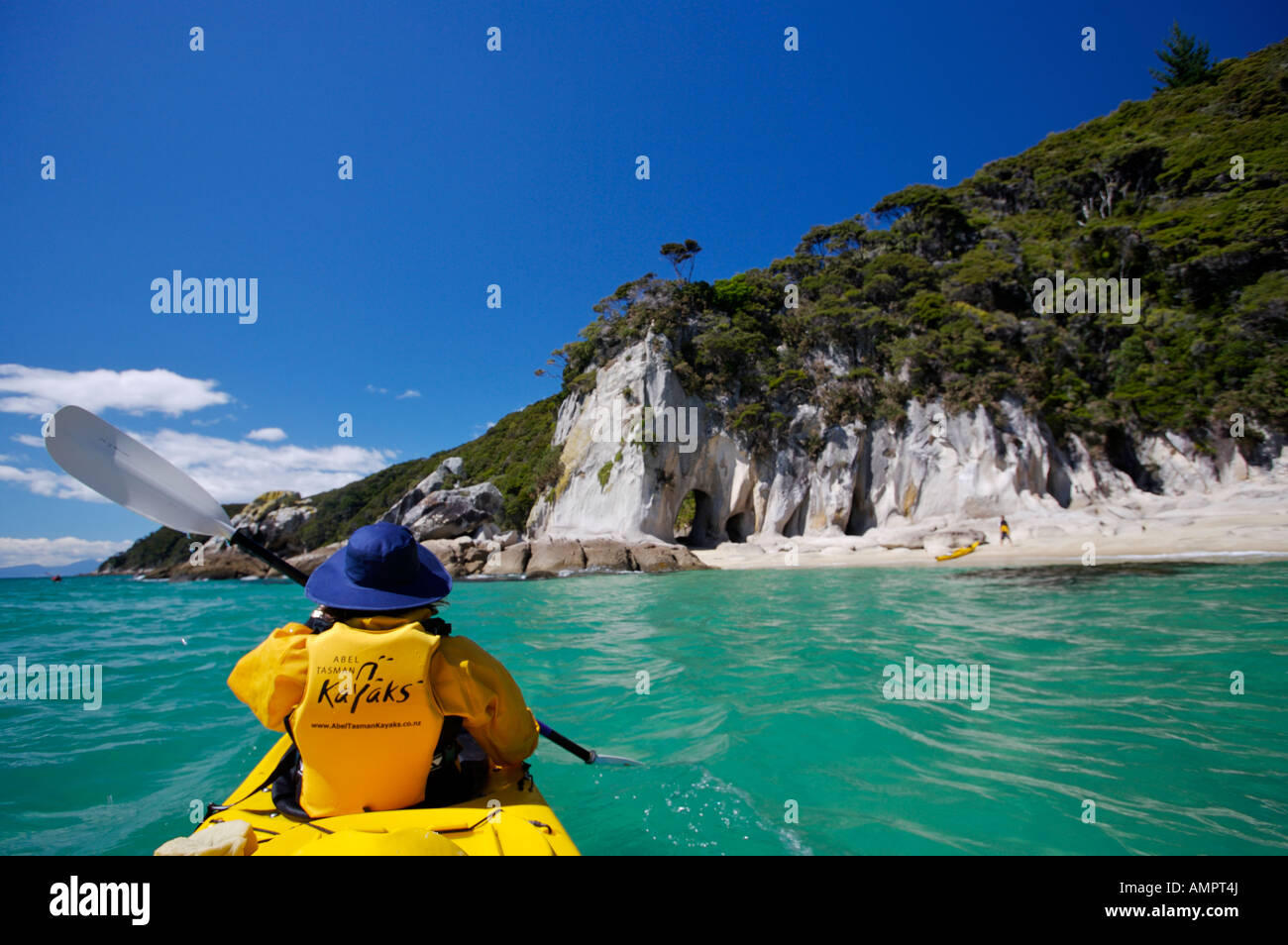 Arches at Arch Point seen during a Kayaking day trip, Abel Tasman ...