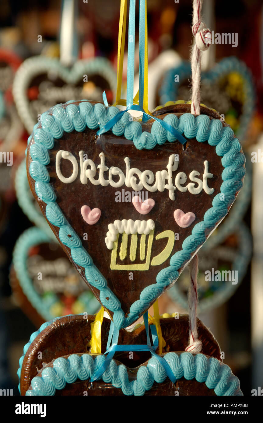 Souvenirs gingerbread heart Octoberfest Munich Bavaria Germany Stock ...