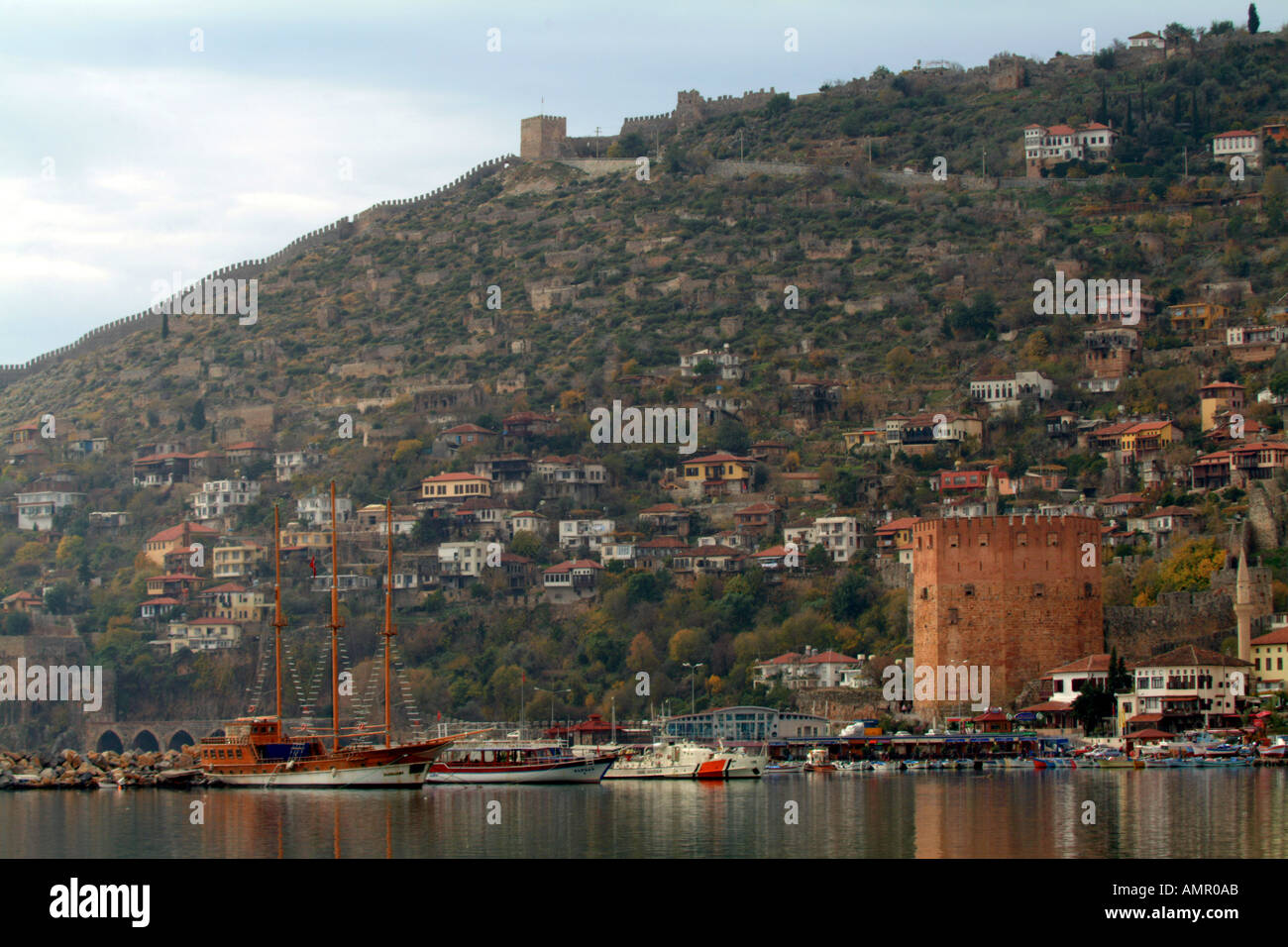 alanya sea seaside coast hillside hill slope Stock Photo - Alamy
