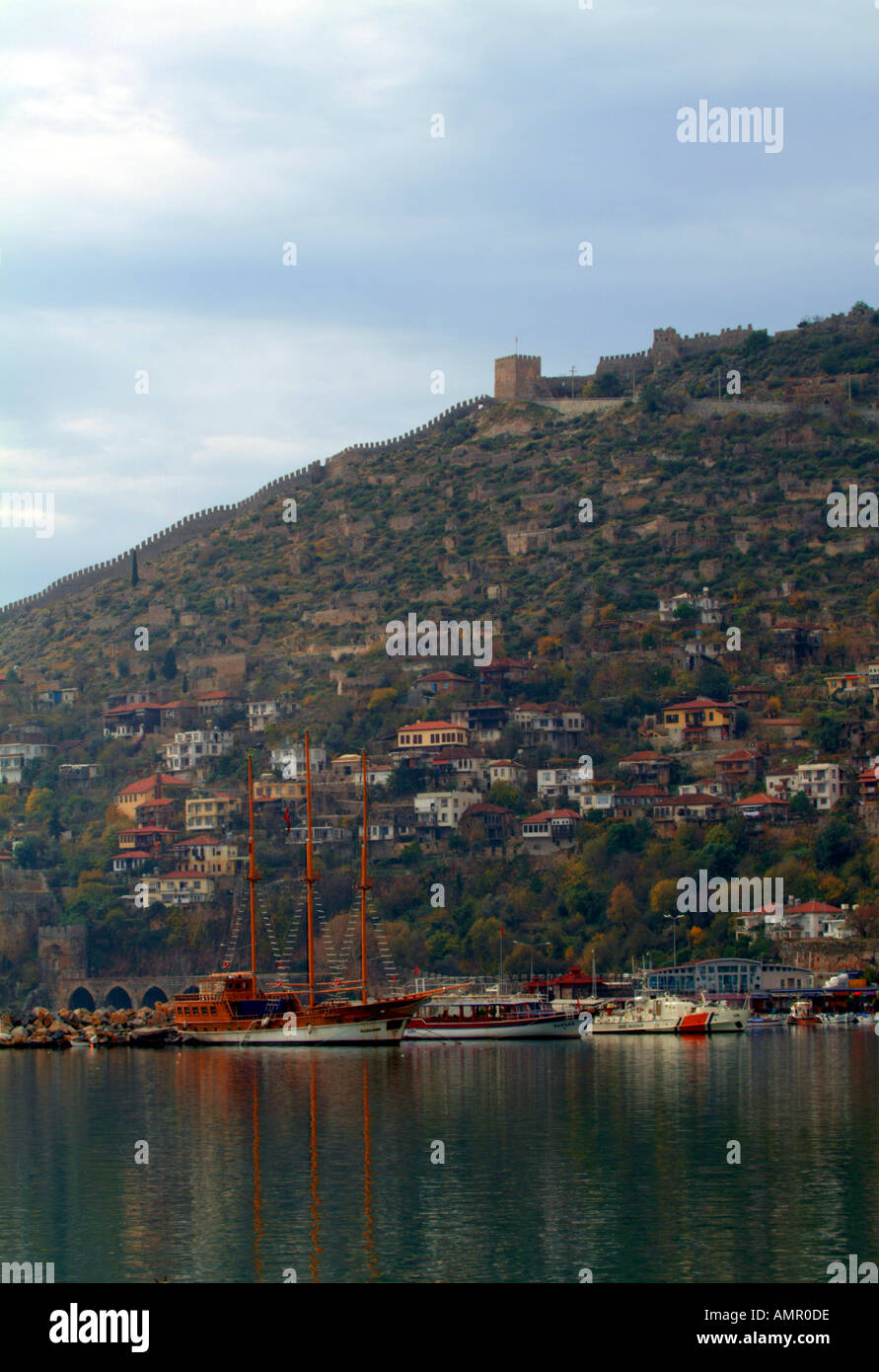 alanya sea seaside coast hillside hill slope Stock Photo - Alamy