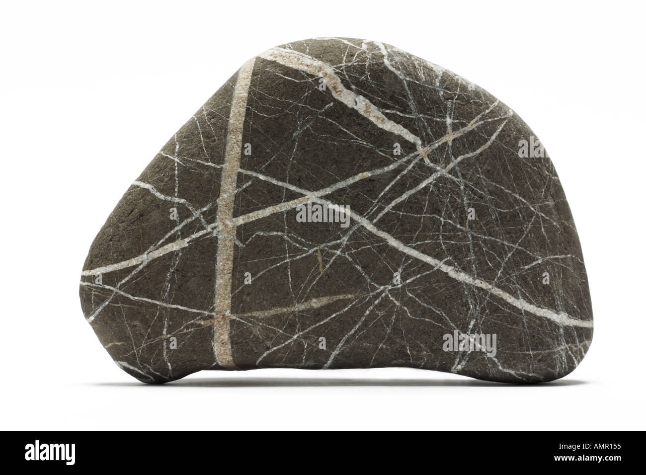 large pebble with quartz lines Stock Photo - Alamy