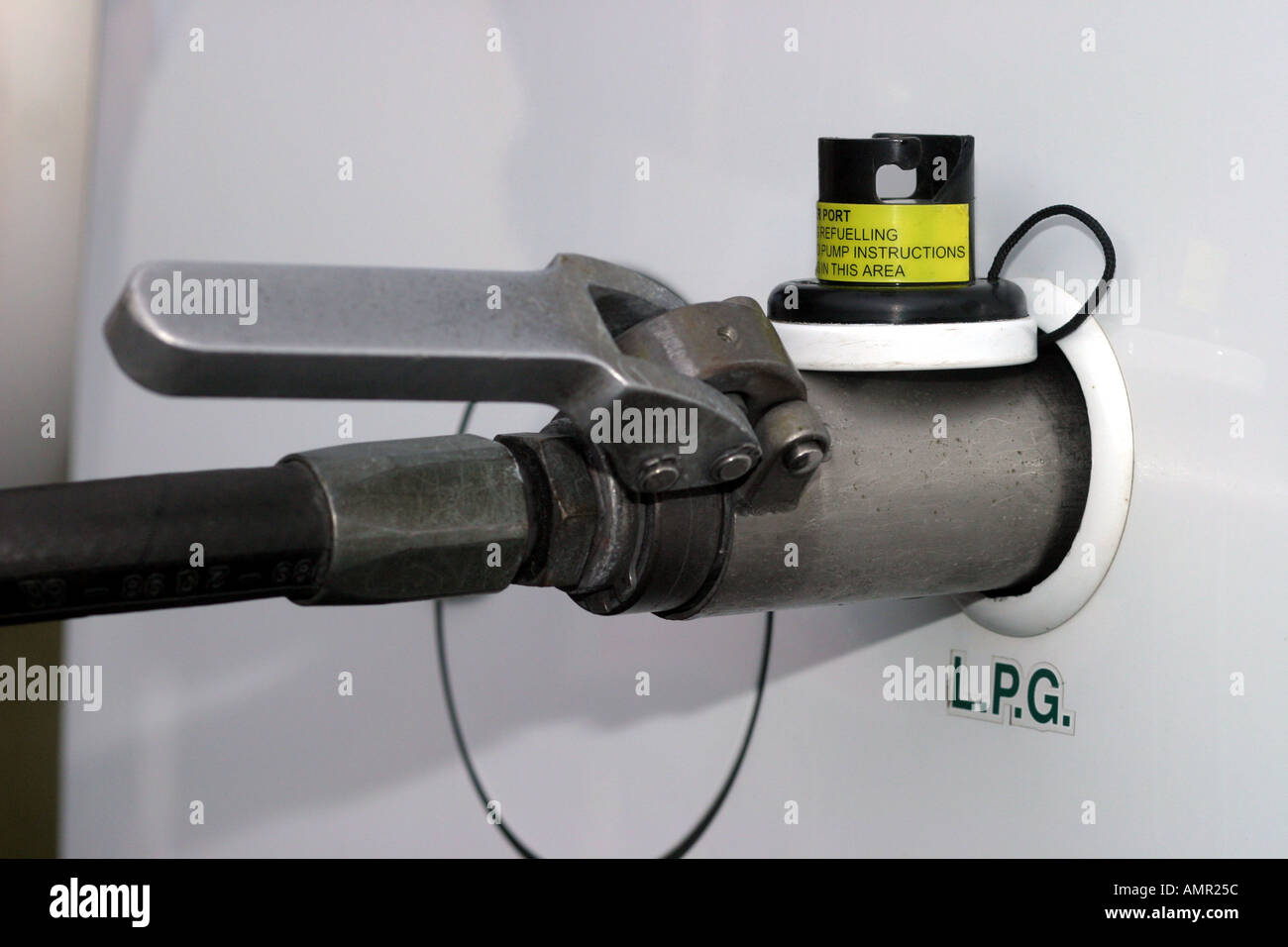 Liquid petroleum gas being pumped into a duel fuel vehicle Stock Photo ...