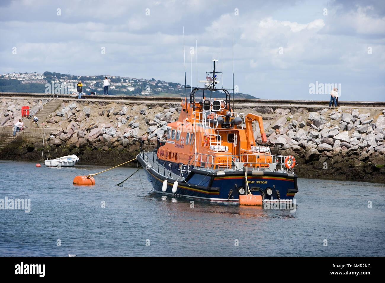 The Torbay Lifeboat Moored in Brixham Harbour Devon Stock Photo - Alamy