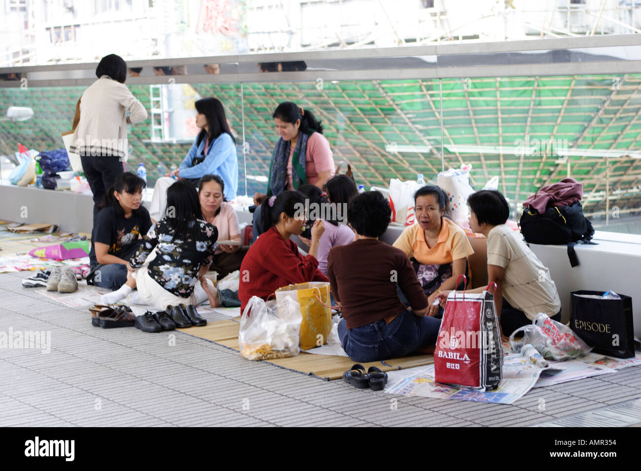 Domestic Helpers From The Philippines Congregate In Central On Sunday Their Day Off Hong Kong