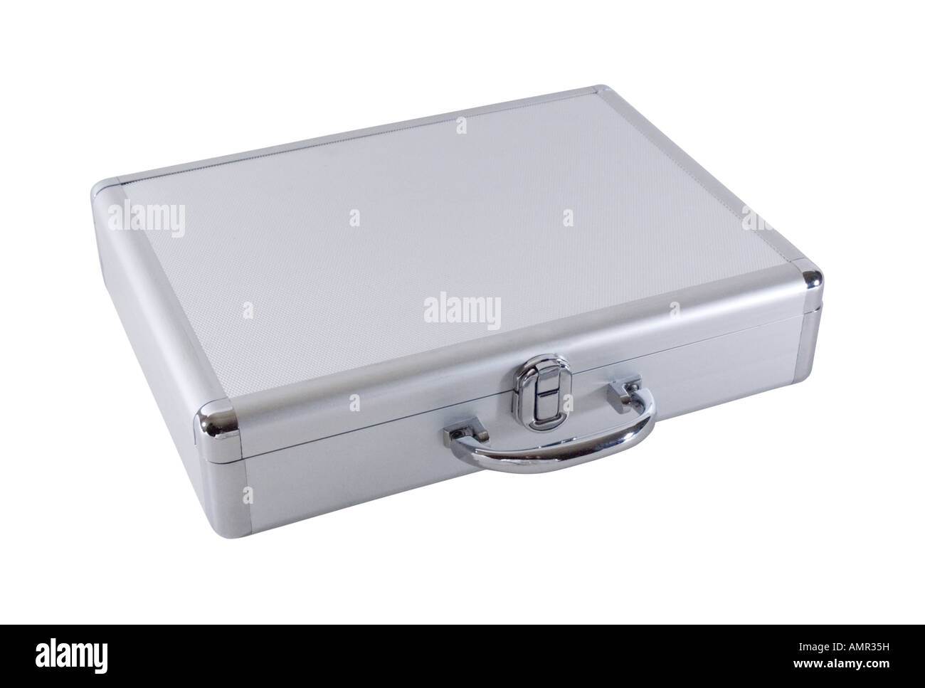 Silver metal briefcase isolated on white background Stock Photo - Alamy