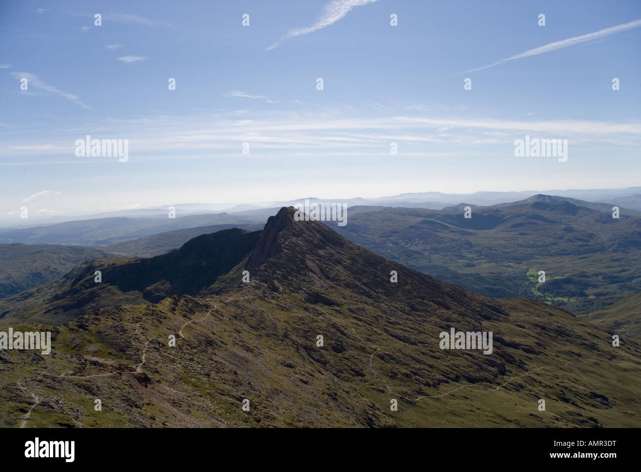 Climbing Snowdon on the Watkin Path looking back at the south ridge ...