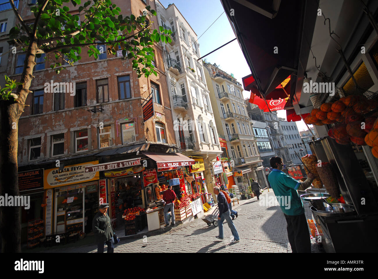 ISTANBUL. Street scene near the Galata Tower in Beyoglu district. 2007 ...