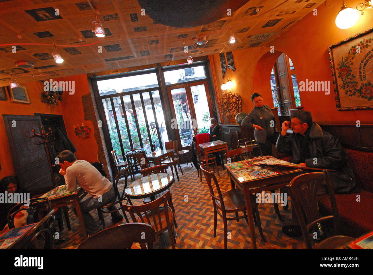ISTANBUL. Modern bar-cafe on a side street at the Tunel end of Istiklal ...