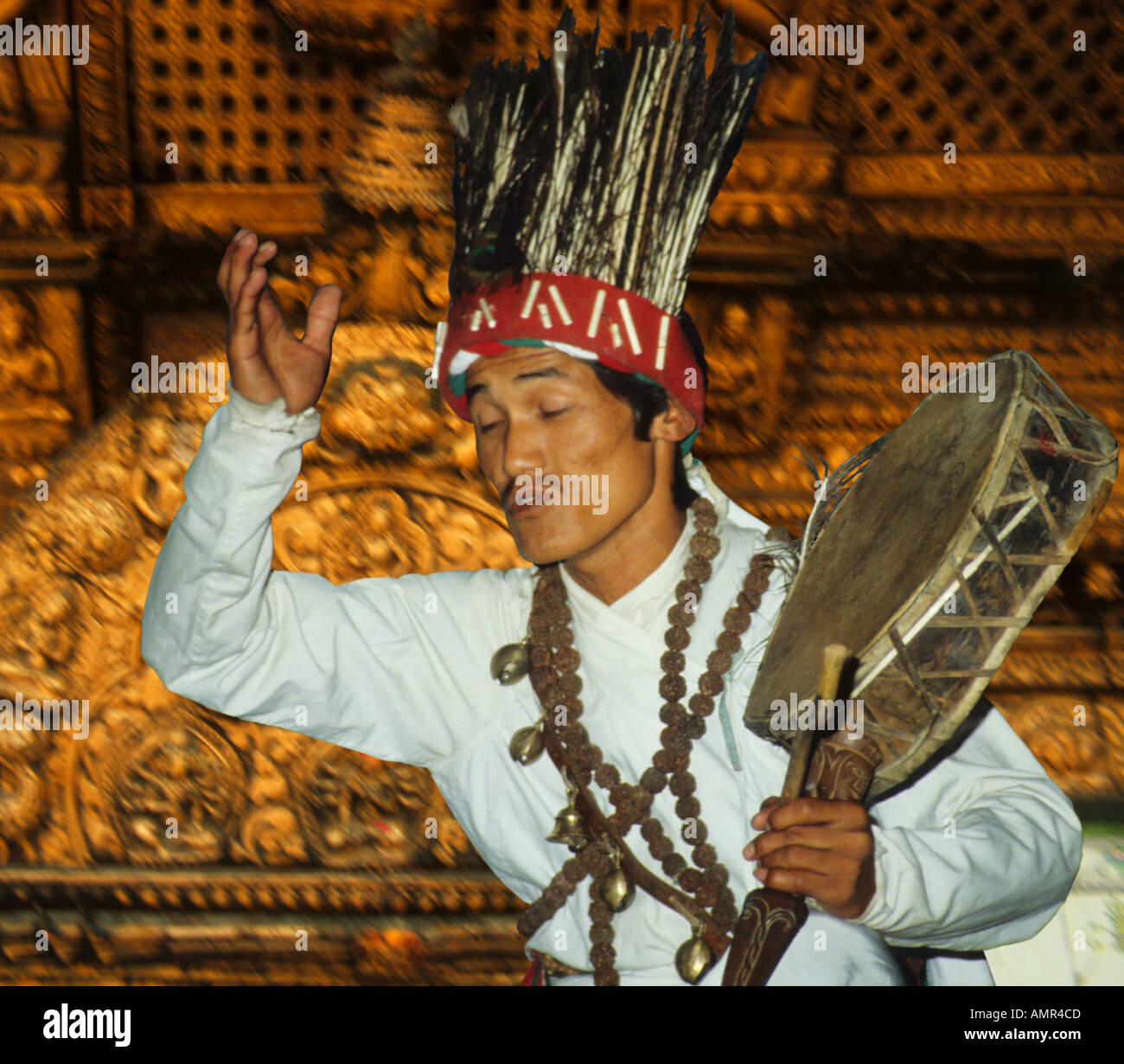 Nepal gold door shaman India Stock Photo - Alamy