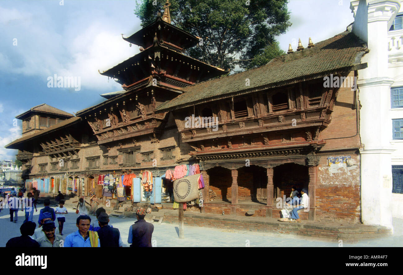 Pagoda style temple and shops durbar square Kathmandu Nepal Asia Stock ...