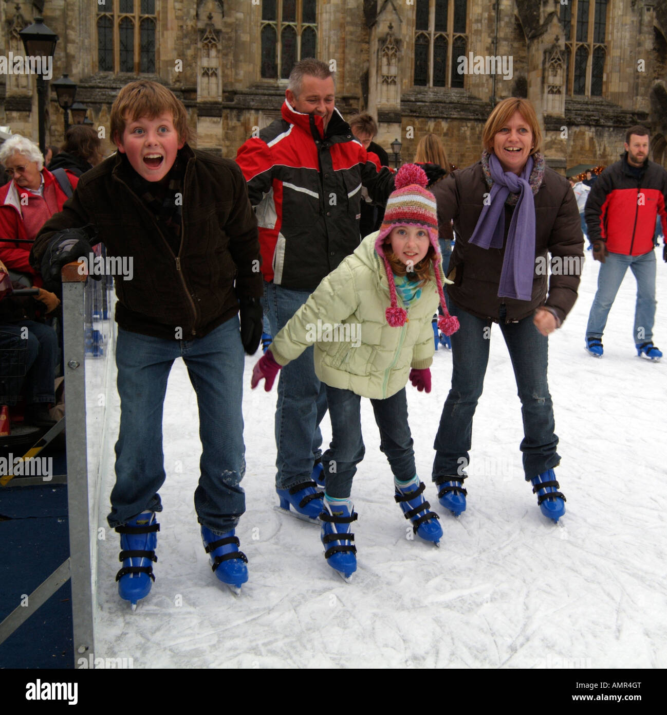 Ice Skaters Skating at Christmas Time on the temporary seasonal rink ...