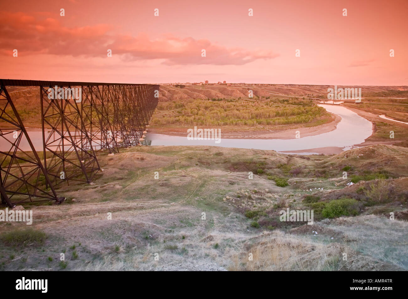 Canada, Alberta, Lethbridge, Oldman River, High Level Bridge, Rail ...