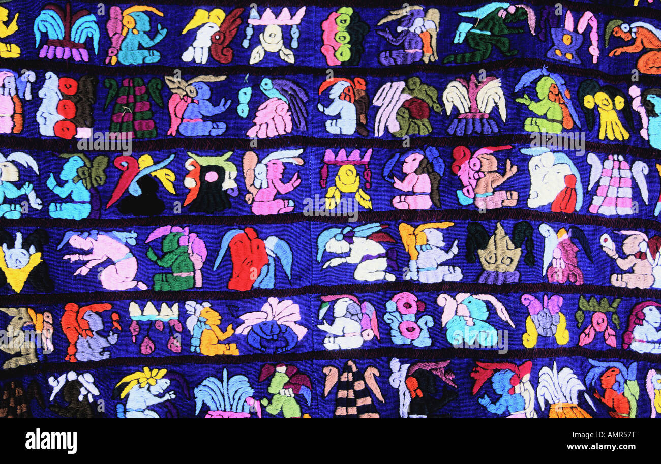 brightly portrait frieze pattern of guatemalan textile Stock Photo - Alamy
