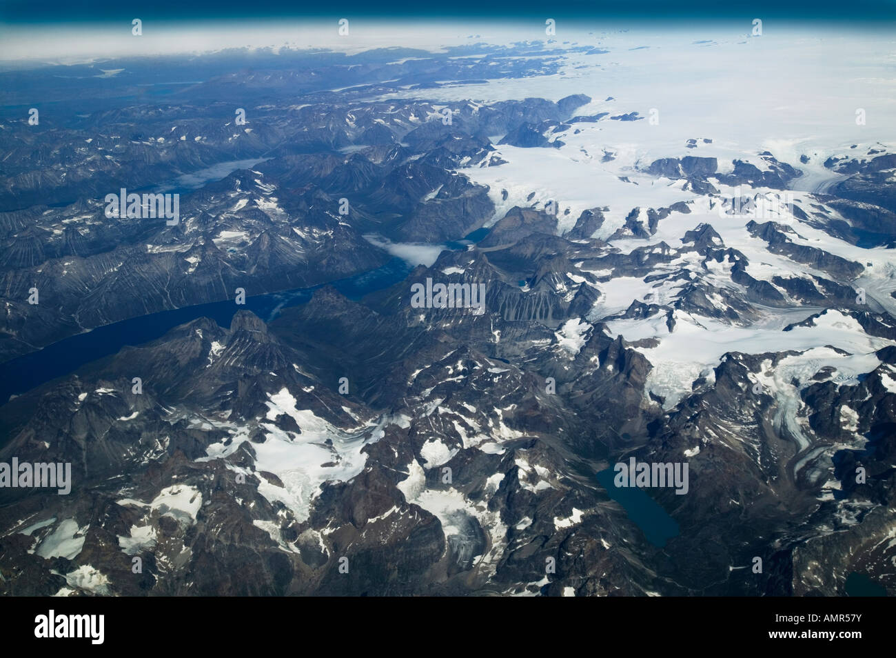Ariel photograph of southern Greenland showing the retreating ices ...