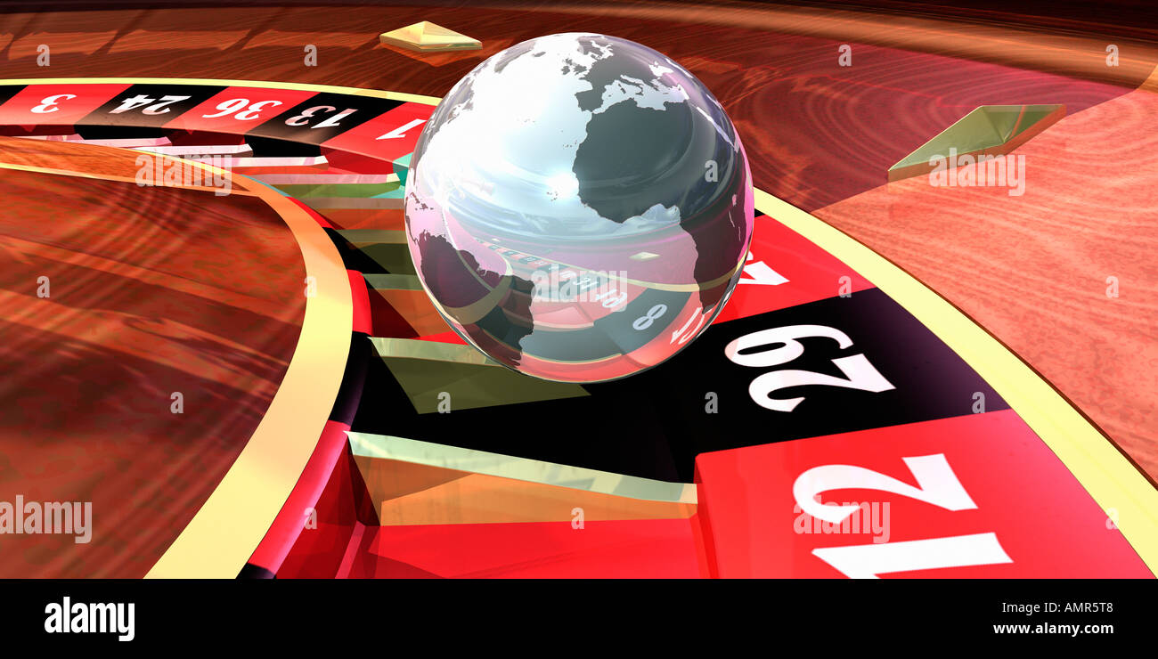 Roulette Wheel With Earth Ball Stock Photo - Alamy