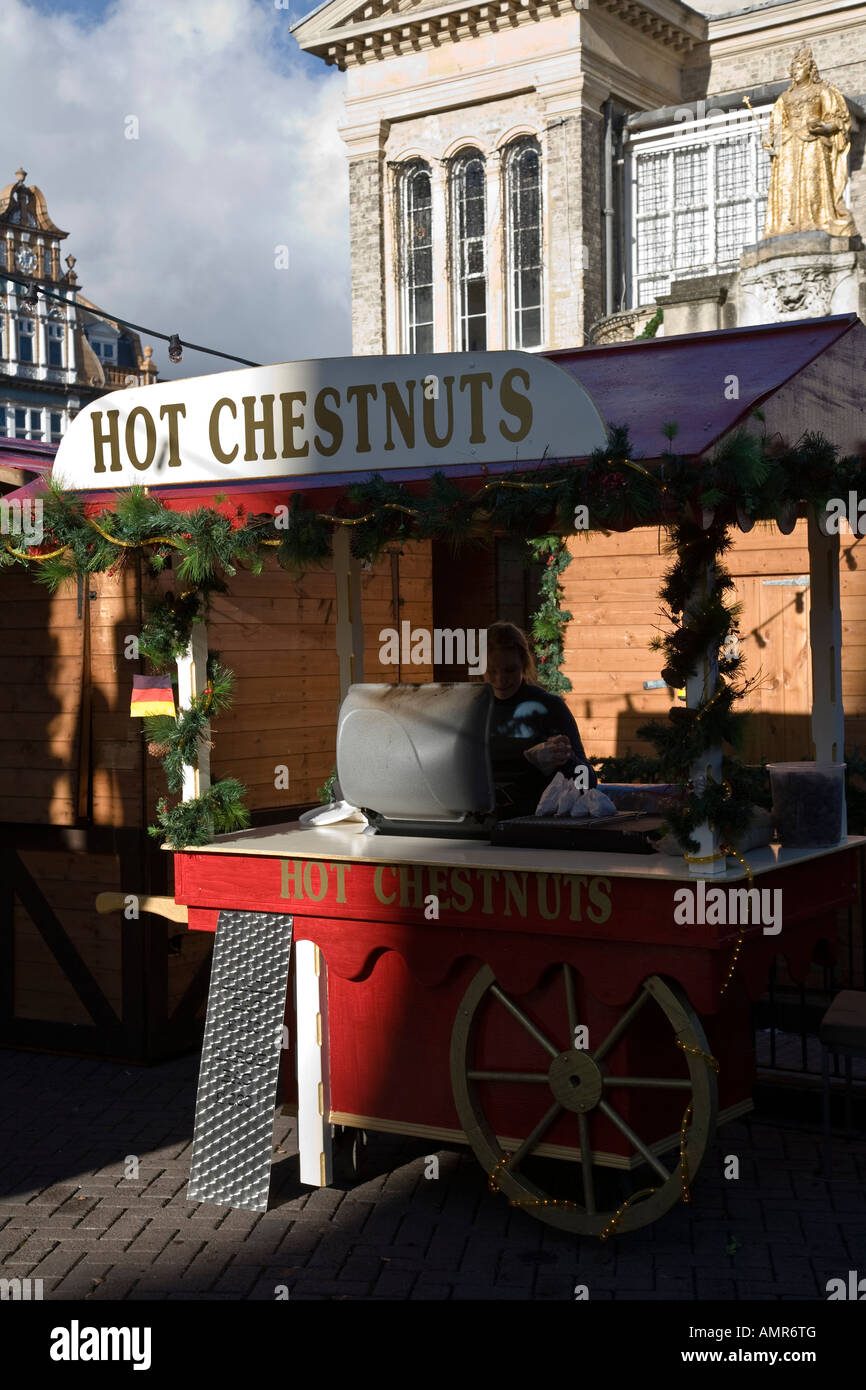 A Hot Chestnut stall in the market square of Kingston upon Thames ...