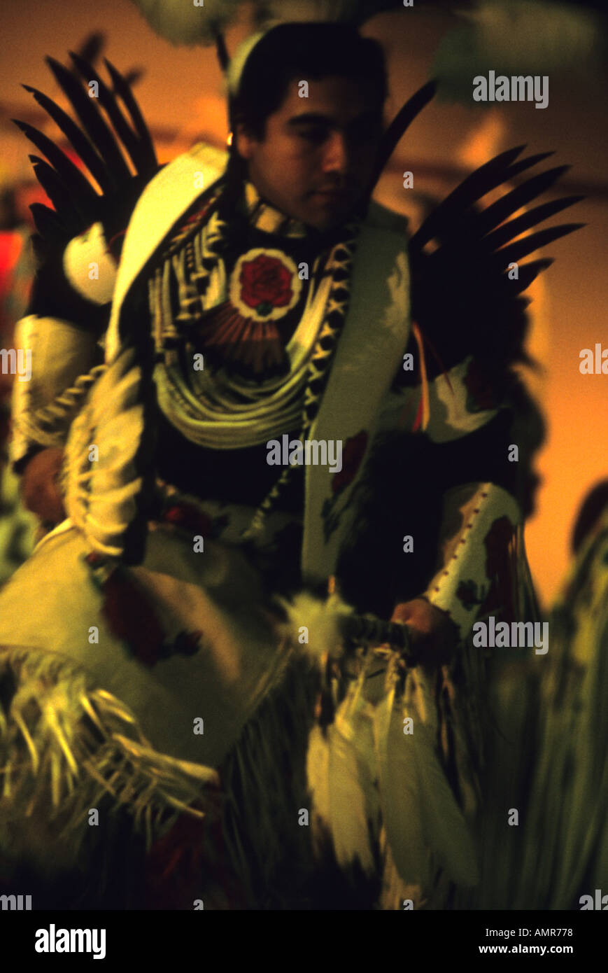 Wind River Reservation Native American traditional dancer dancing at an ...