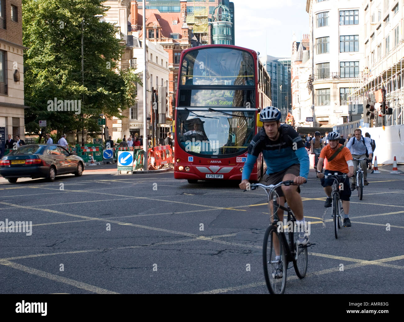 Commuters Biking during Evening Rush Hour - City of London Stock Photo ...