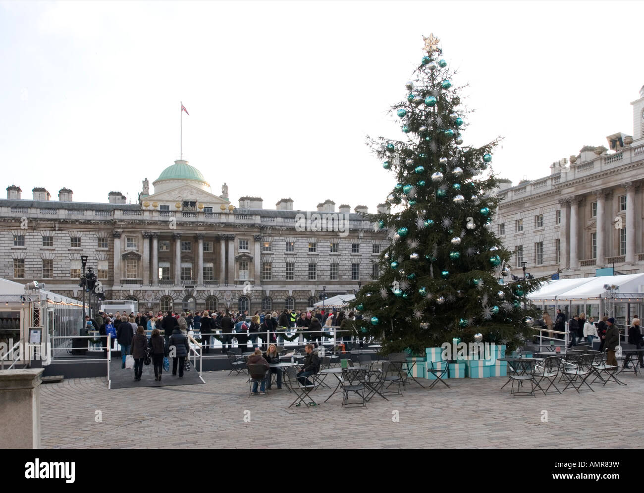 Christmas Ice Rink - Somerset House - London Stock Photo - Alamy