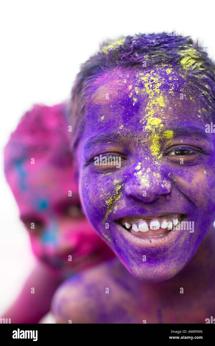 Face covered in pink powder paint hi-res stock photography and images ...
