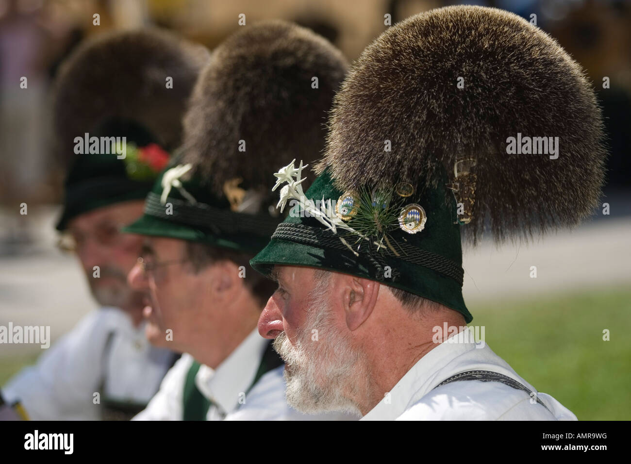 men wearing hat tuft of hair traditionally worn as a decoration Stock ...