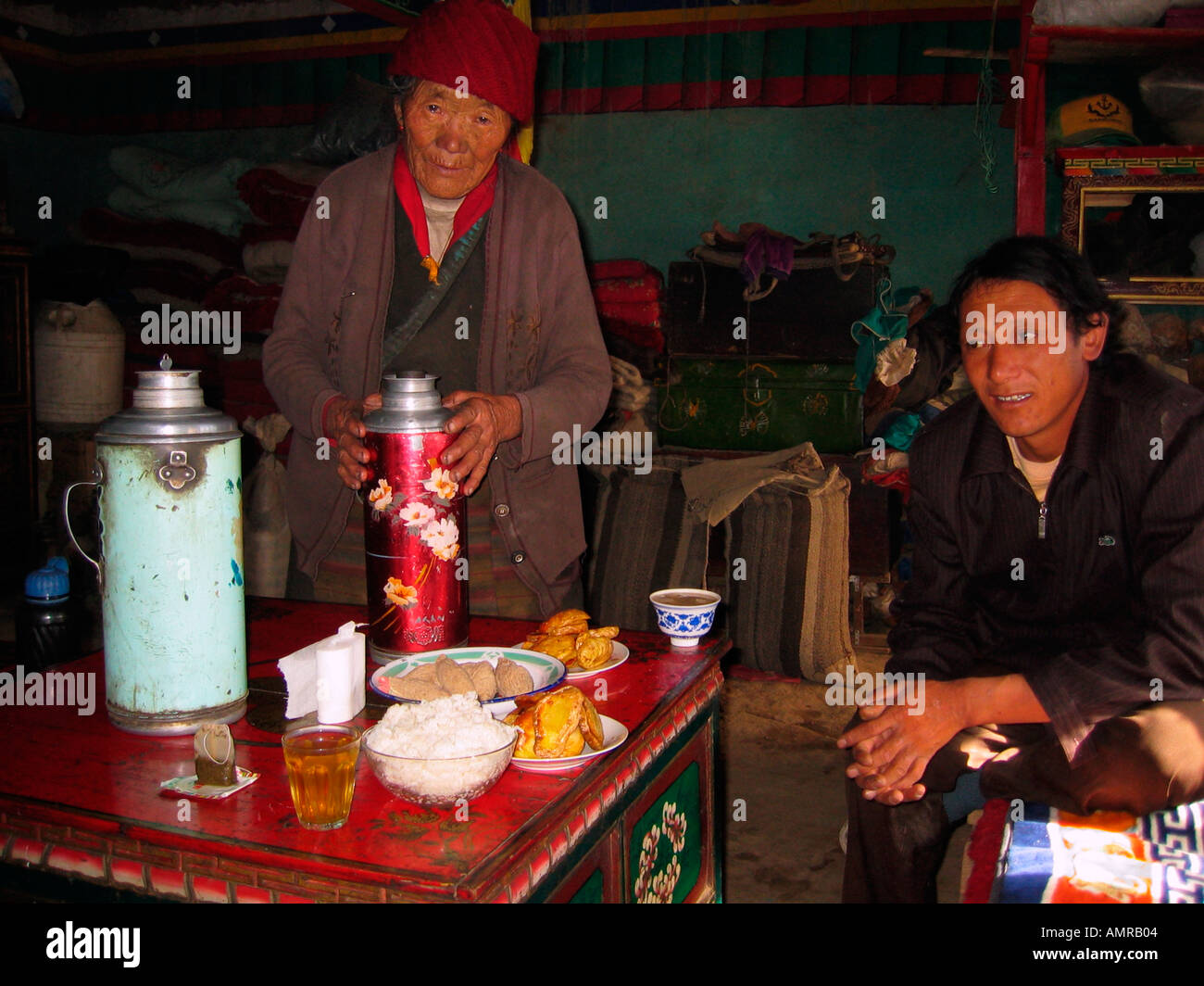 Fried potato with tsampa roasted barley flour and rice lunch with tea ...